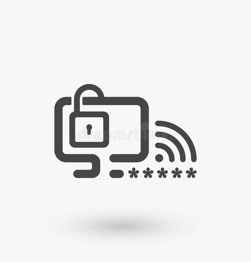 Vector Illustration of Security Wi-fi Icon on Pc Laptop. Stock Vector ...