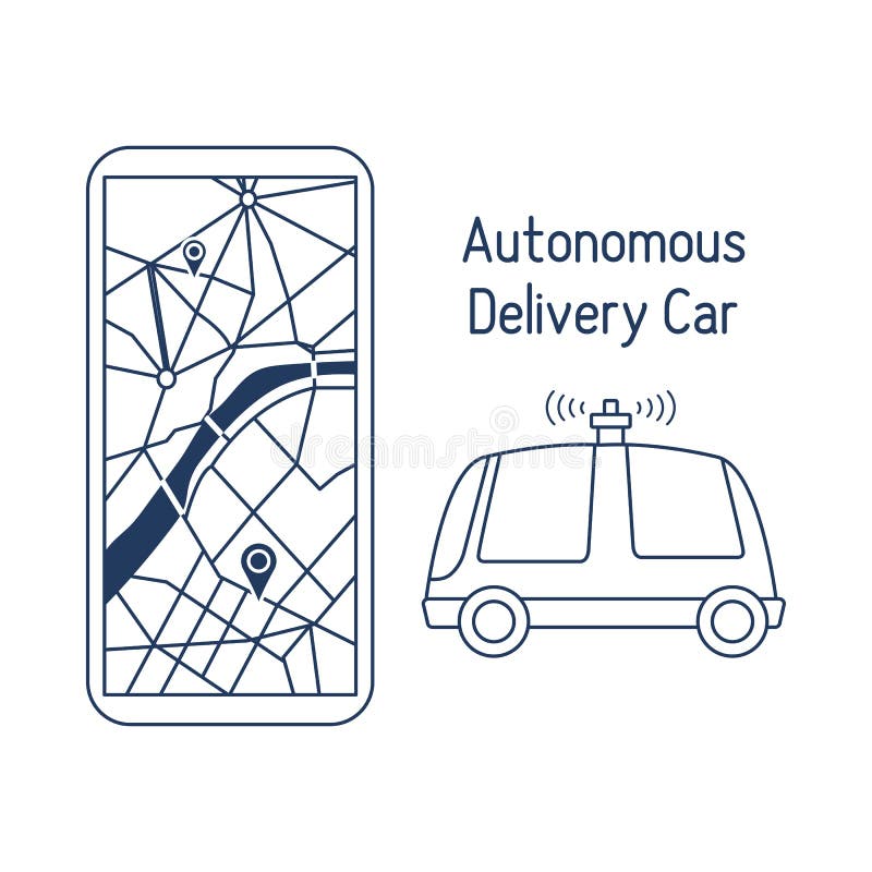 Autonomous Delivery Car Navigation, Remote Control Stock Vector ...