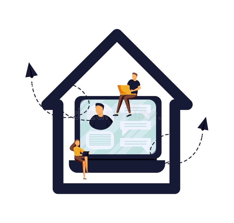 Vector Illustration, Self-isolation from a Pandemic. Remote Work from ...