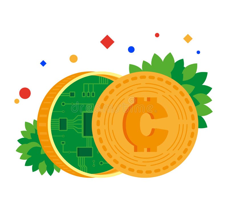 Electronic Money. Coin with Chip Inside. Blockchain. Stock Vector ...