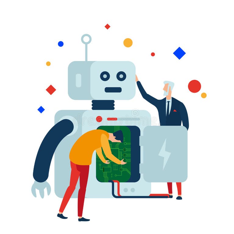 Robotics Create, Program and Repair Robots. Stock Vector - Illustration of construction ...