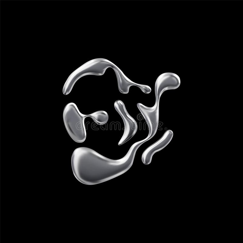 Vector Illustration of a Set of Abstract Chrome Liquid Shapes that are ...