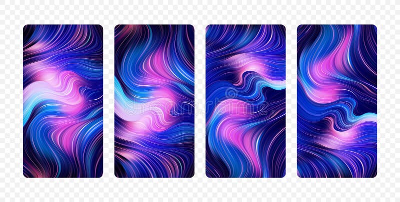 Set of Abstract Colorful Flow Backgrounds. Modern Screen Design for App ...