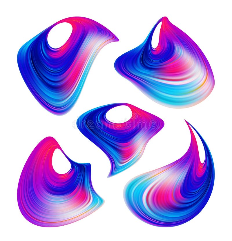 Vector Illustration: Set of Abstract Colorful Wave Flow Design Elements ...