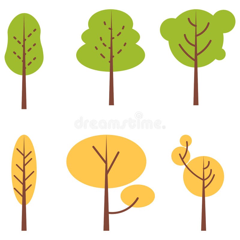 Set of Abstract Stylized Trees. Primitive Style Stock Vector ...