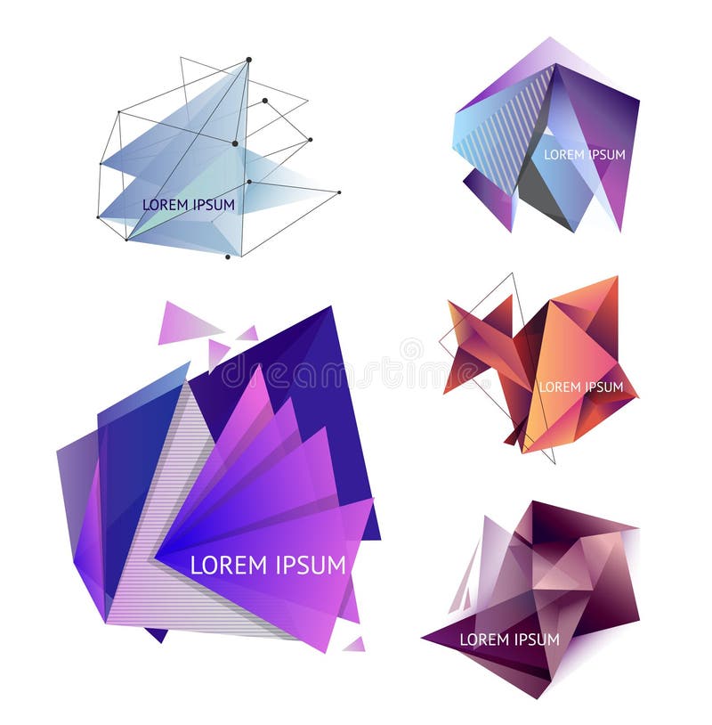 Vector Illustration. Set of Abstract Triangle Frames. Geometric Figures ...