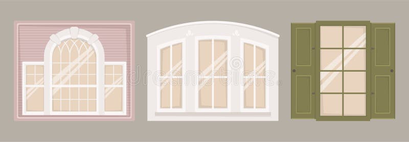 Vector Illustration Set of Architectural Images. Windows of Various ...