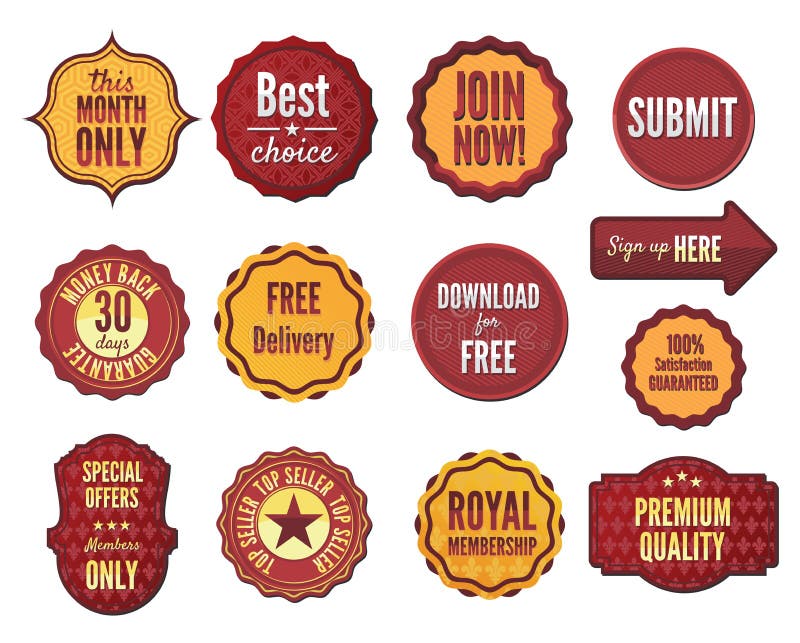Set of badges and stickers stock vector. Illustration of choice - 30119763