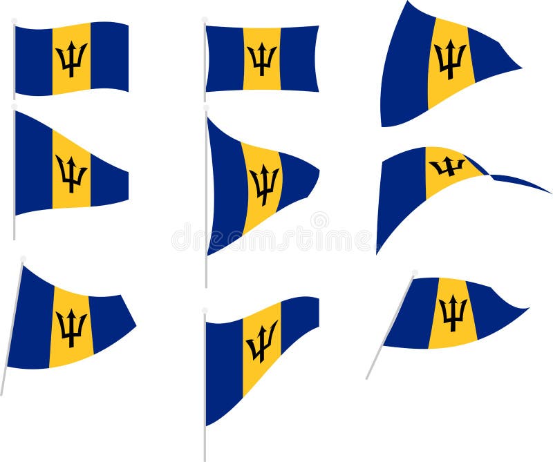Vector Illustration of Set with Barbados Flag Stock Vector ...