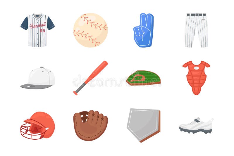 Vector Illustration Set of Baseball Related Objects. Stock Vector ...
