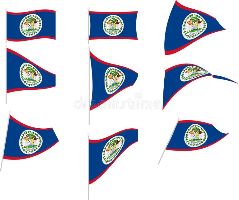 Vector Illustration of Set with Belize Flag Stock Vector - Illustration ...