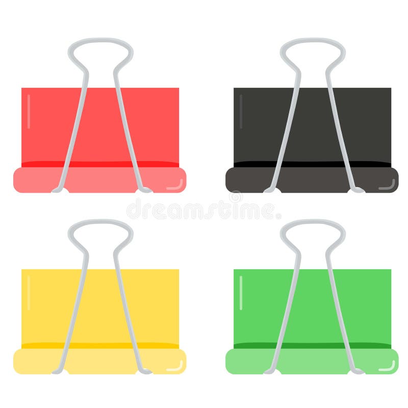 Vector Illustration Set of Binder Clip for Office Use Stock Vector ...