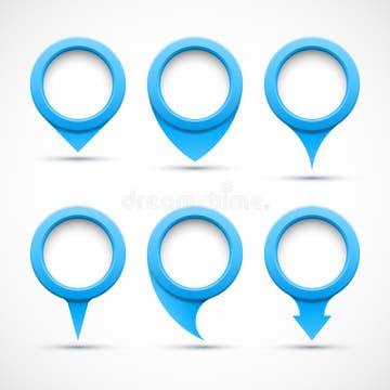 Set of Blue Circle Pointers 3D Stock Vector - Illustration of position ...