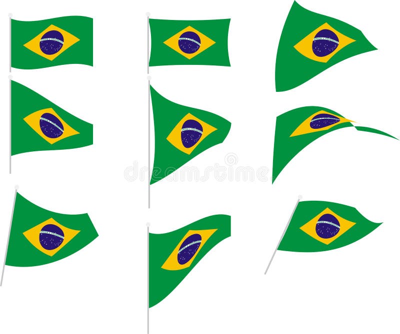 Vector Illustration of Set with Brazil Flag Stock Vector - Illustration ...