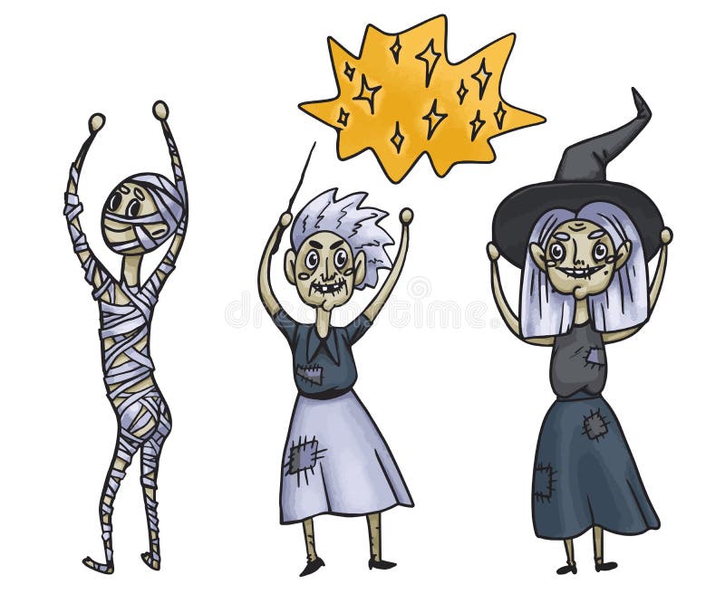 Vector Illustration Set of Cartoon Assorted Halloween Accessories Mummy ...