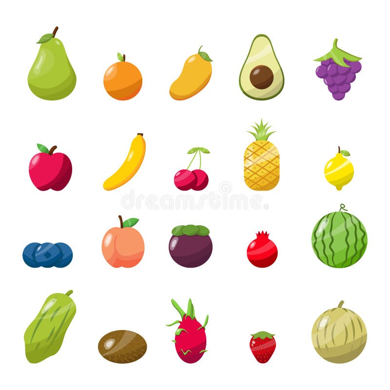 Vector Illustration a Set of Cartoon Fruits Collection Stock Vector ...
