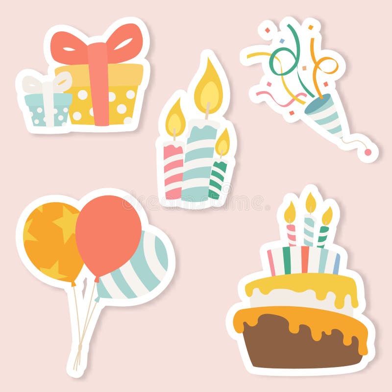 Vector Illustration Set for Celebration and Happy Birthday Symbol Stock ...