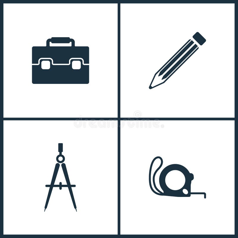 Vector Illustration Set Cinema Icons. Elements of Briefcase, Pencil ...