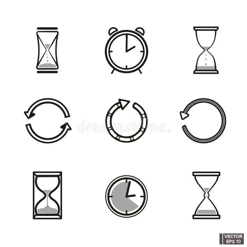 Set of Clock Symbol. Time Icon Collection Stock Illustration ...