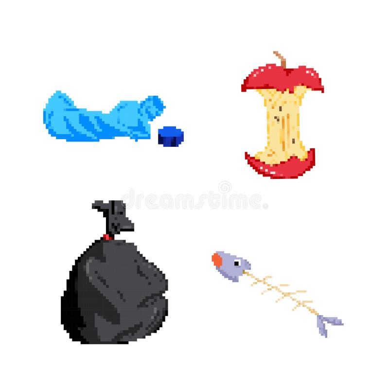 Pixel Styled Trashes Vector Illustration Bundle Stock Vector ...