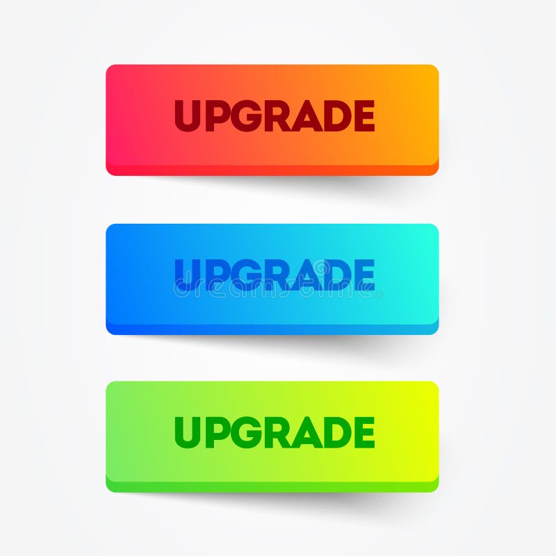 Vector Illustration Set of Colorful Upgrade Buttons. Web Element Stock ...