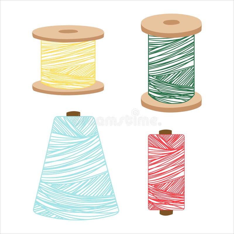 Vector Illustration of a Set of Coloured Sewing Threads Stock Vector ...