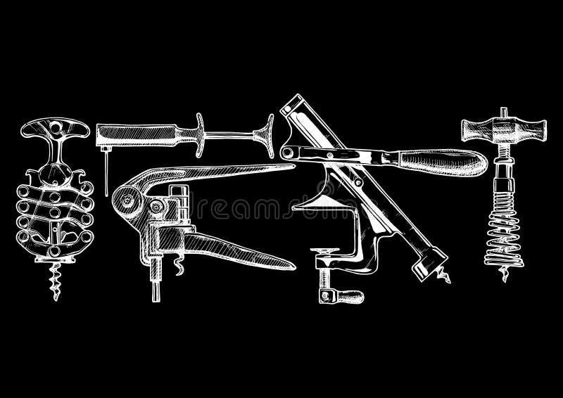 Types of corkscrews stock vector. Illustration of hand - 161820720