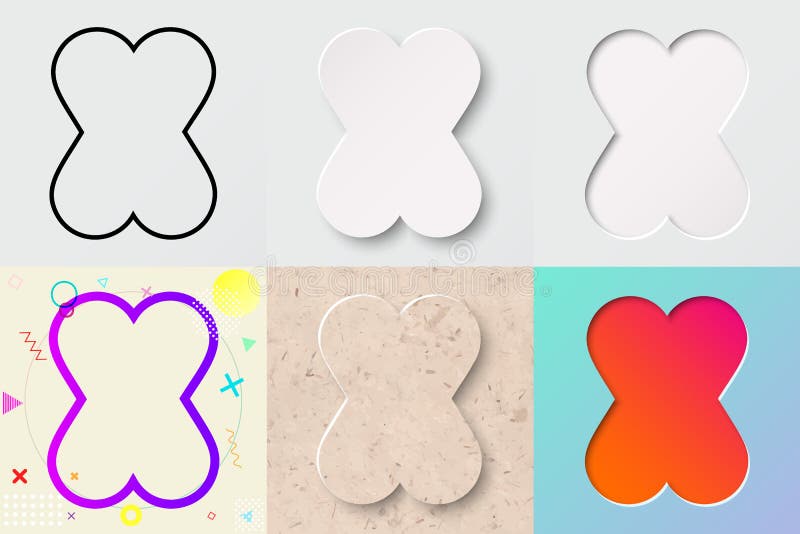 Vector Illustration Set of Cute Bold Rounded Letter X with Different ...