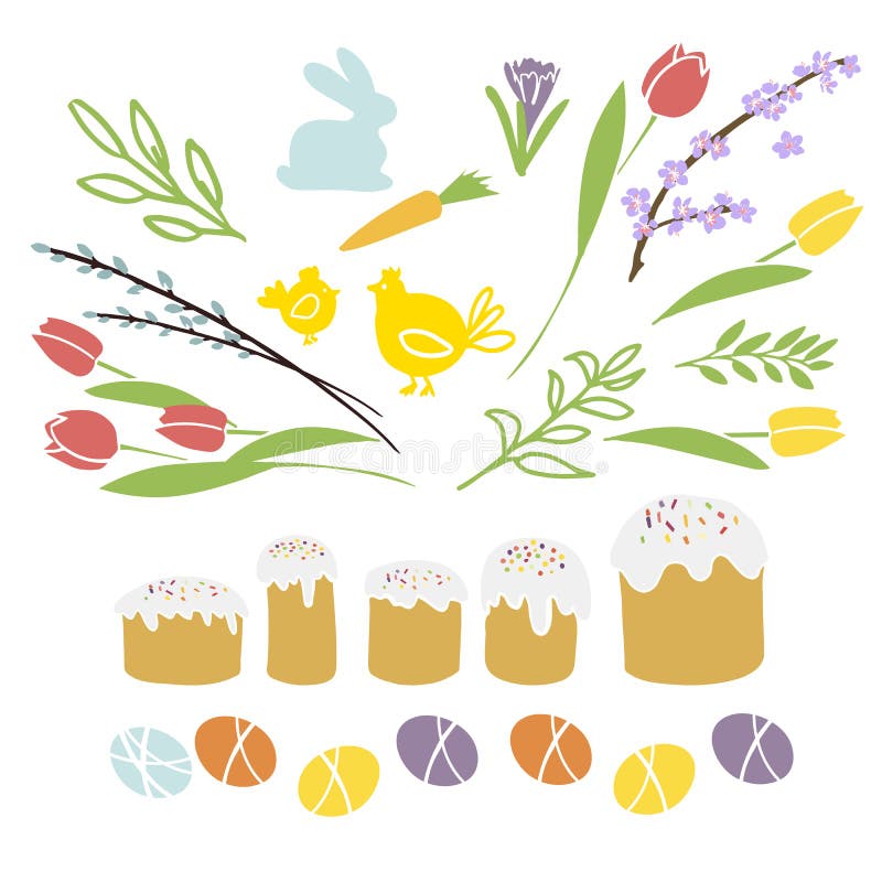 Vector Illustration Set Design Elements Easter Traditional Symbols ...