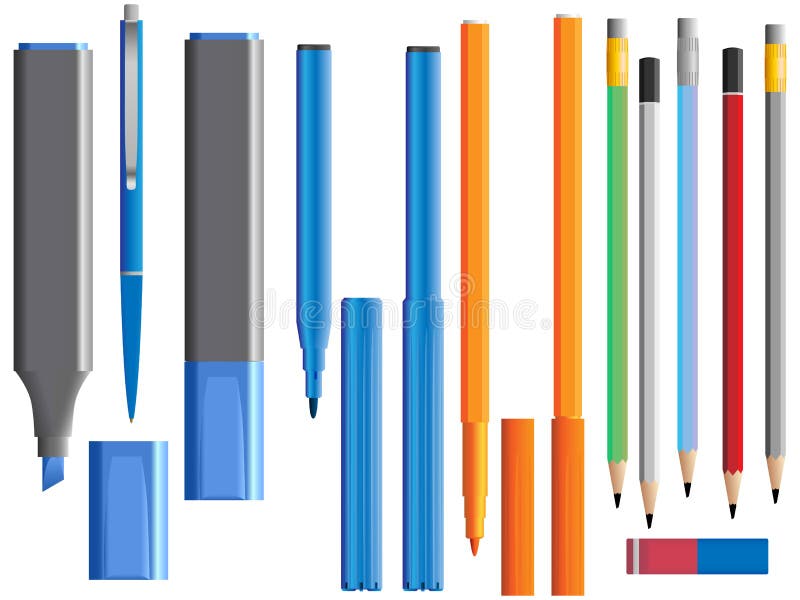 Vector Illustration of Set of Different Pens Stock Vector ...