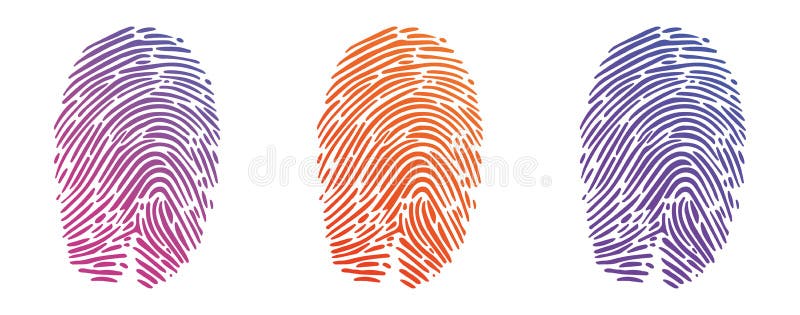 Vector Illustration Set of Different Shape Fingerprint with Color ...