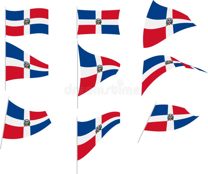 Vector Illustration of Set with Dominican Republic Flag Stock Vector ...