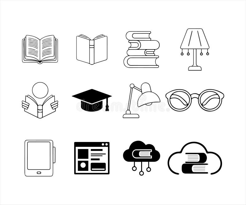 Vector Illustration Set of Educational and Study-Related Icons Stock ...