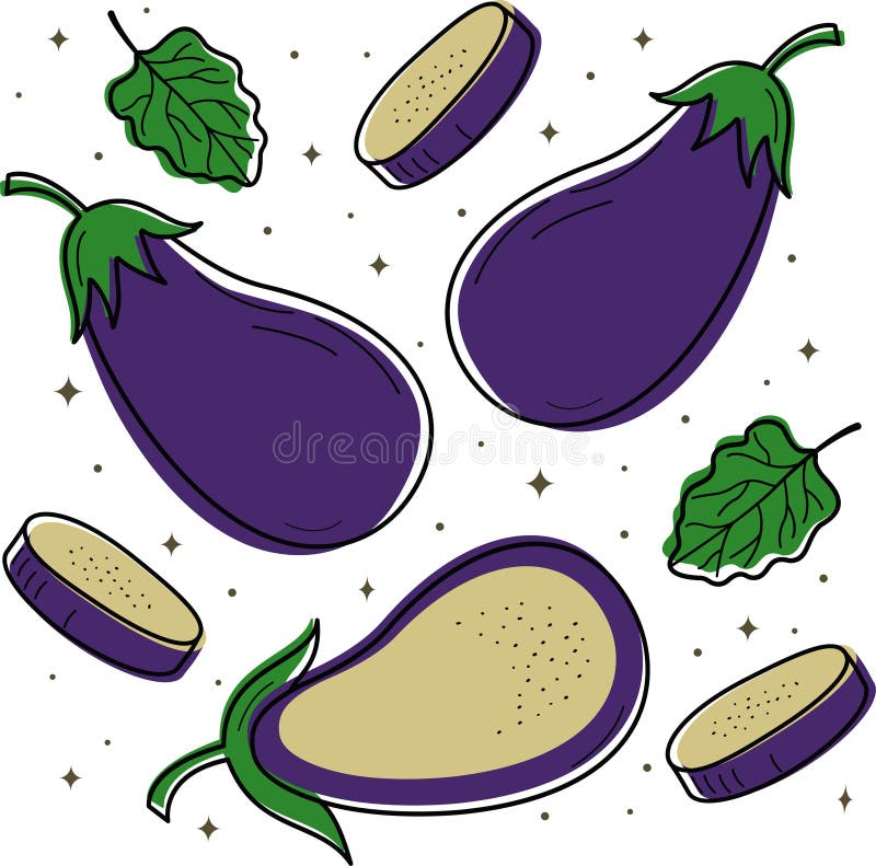 Vector Illustration of a Set of Eggplants Stock Vector - Illustration ...