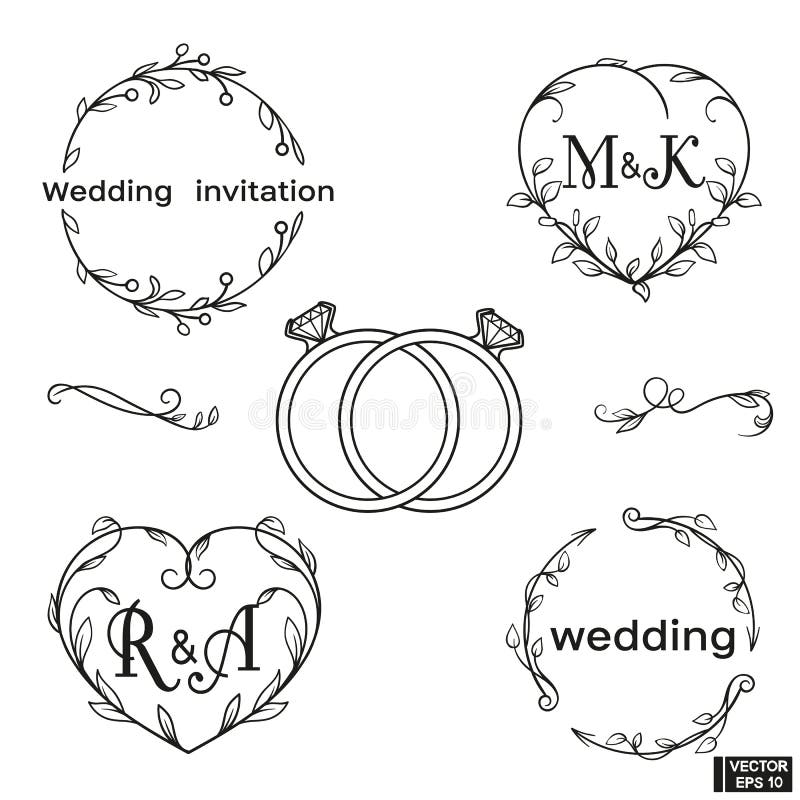 Set of Elegant Floral Monograms and Decorative Elements. Wedding ... Set of Elegant Floral Monograms and Decorative Elements. Wedding ...