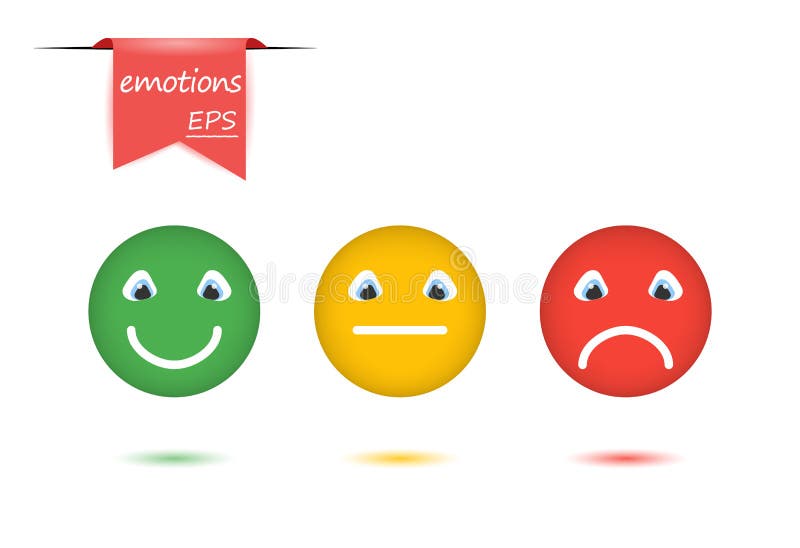 Smiley Icon Set. Emoticons Positive, Neutral And Negative. Vector ...