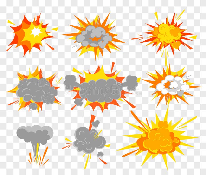 Vector Illustration Set of Explosion Effect in Cartoon Comic Retro ...