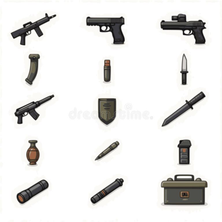Realistic Firearms and Tactical Weapons Vector Set Stock Vector ...