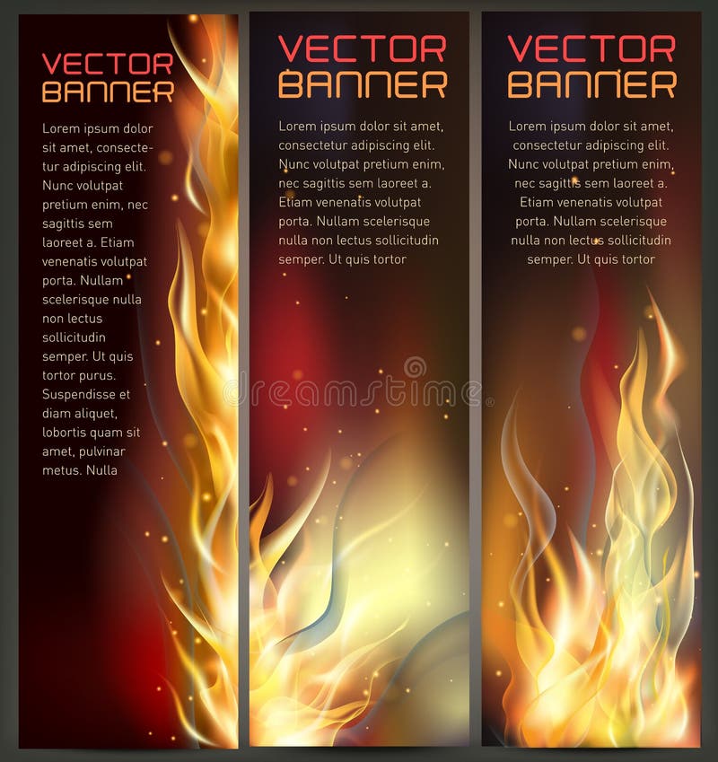 Illustration of Set of Fire Flame Banner Stock Vector - Illustration of ...