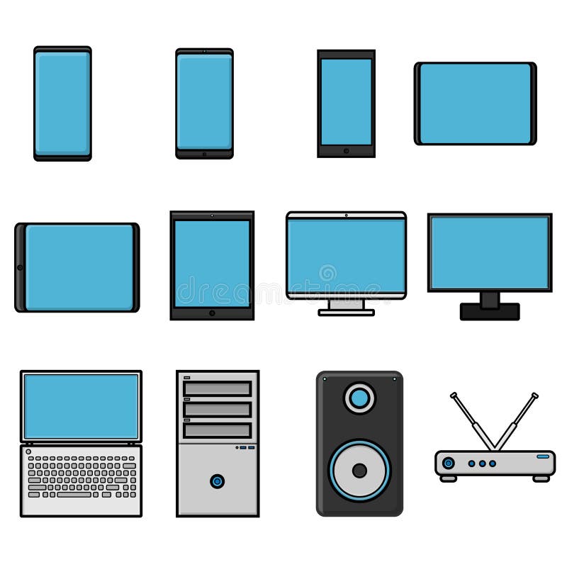 Vector Illustration Set of Flat Icon of Simple Modern Digital ...