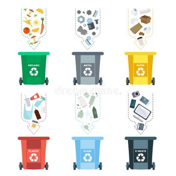 Vector Illustration, Set of Flat Logo Symbols. Recycling Garbage ...