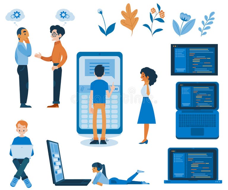 Vector Illustration Set of Flexible Application Development Concept in ...