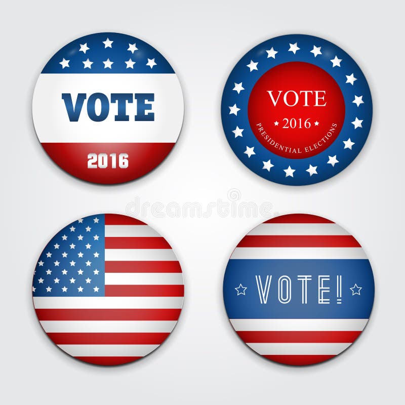 Vector Illustration of a Set of Four 2016 Election Buttons Stock ...