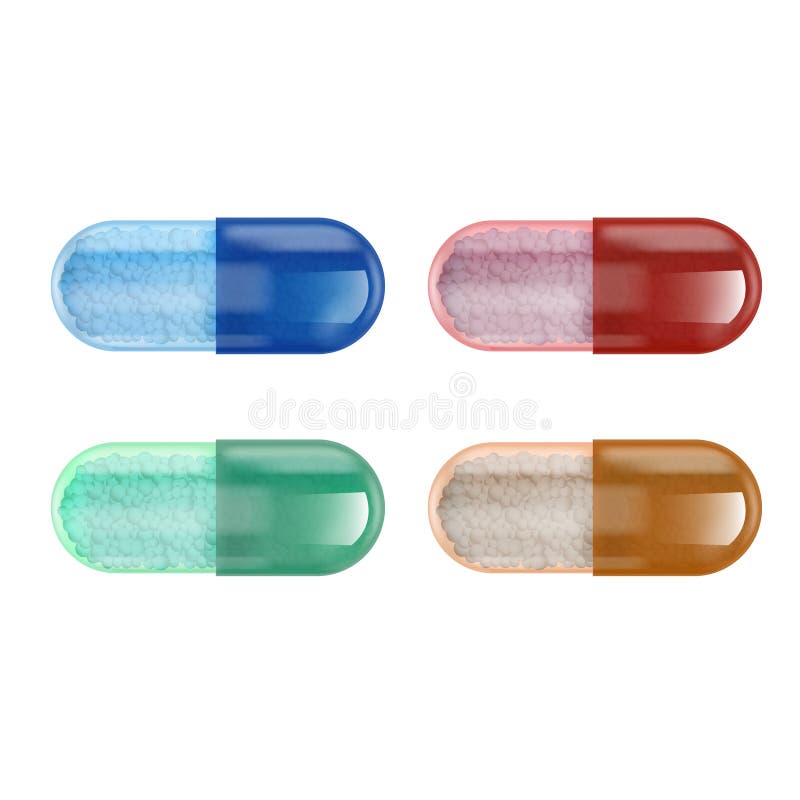 Red Capsule Granules Drugs Inside Illustration Stock Illustrations – 4 ...