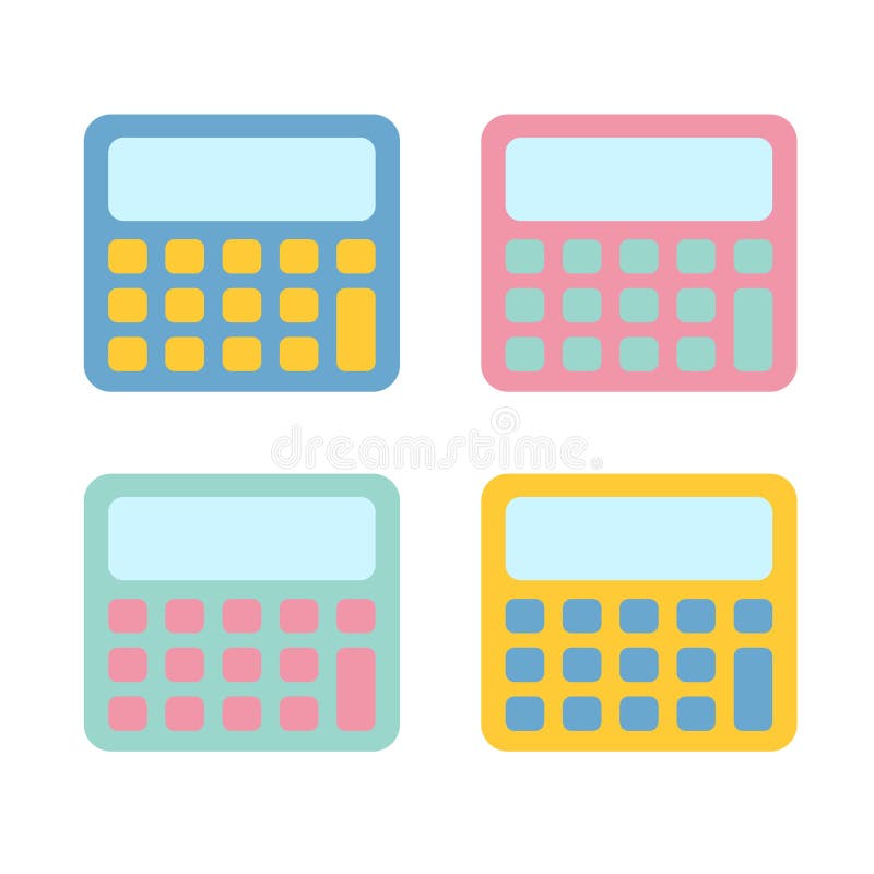 Vector Illustration Set of Funny Kids Calculator Stock Illustration ...