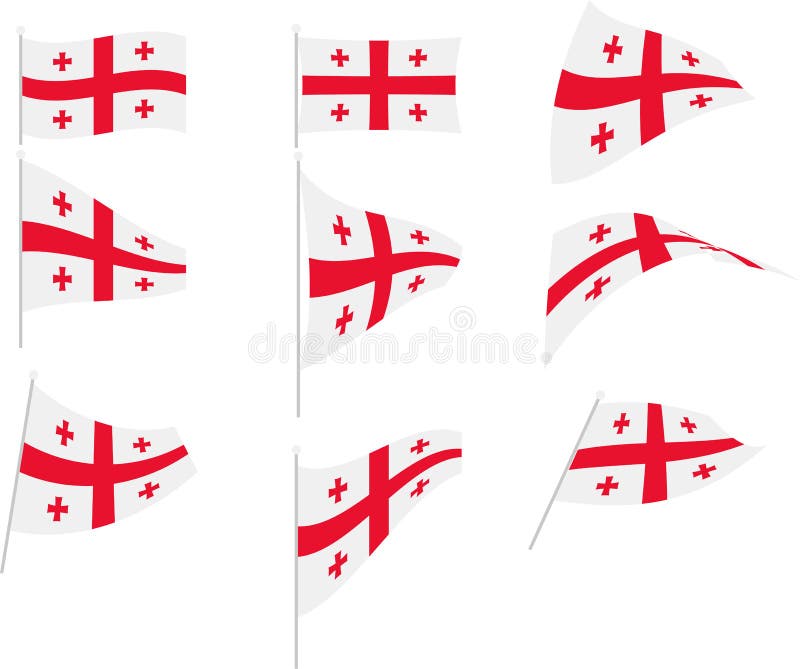 Vector Illustration of Set with Georgia Flag Stock Vector ...