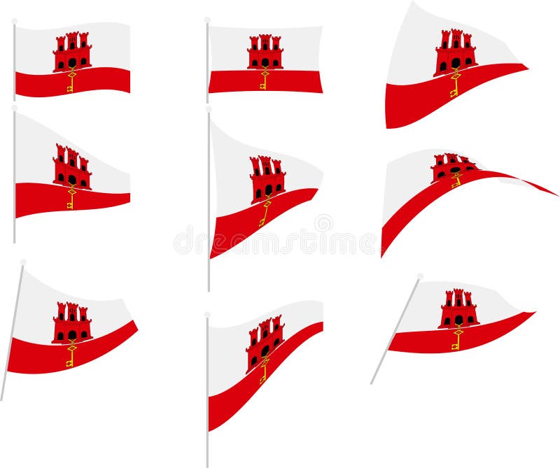Vector Illustration of Set with Gibraltar Flag Stock Vector ...