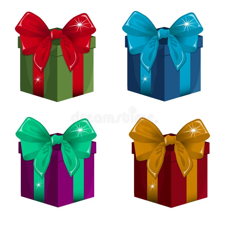 Set of Gift Boxes in Different Colors, Vector Illustration Stock Vector ...