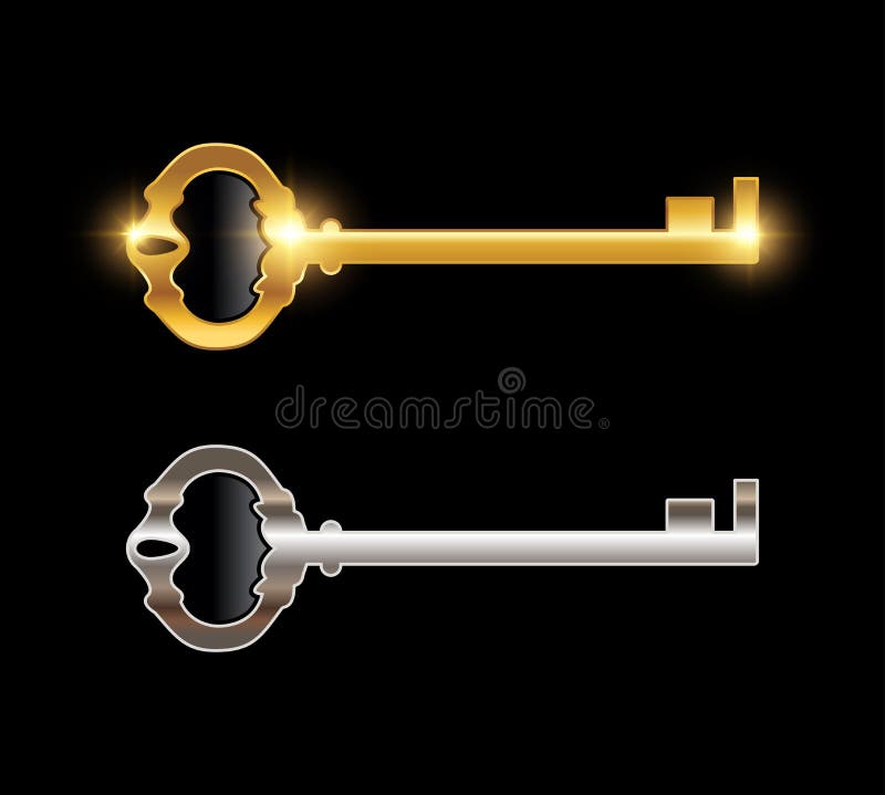 Gold and Silver Key Sign stock vector. Illustration of metallic - 235942652