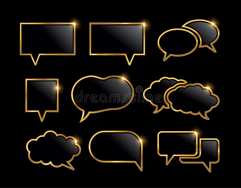 Golden Bubble Chat Icon stock vector. Illustration of blank - 234692343